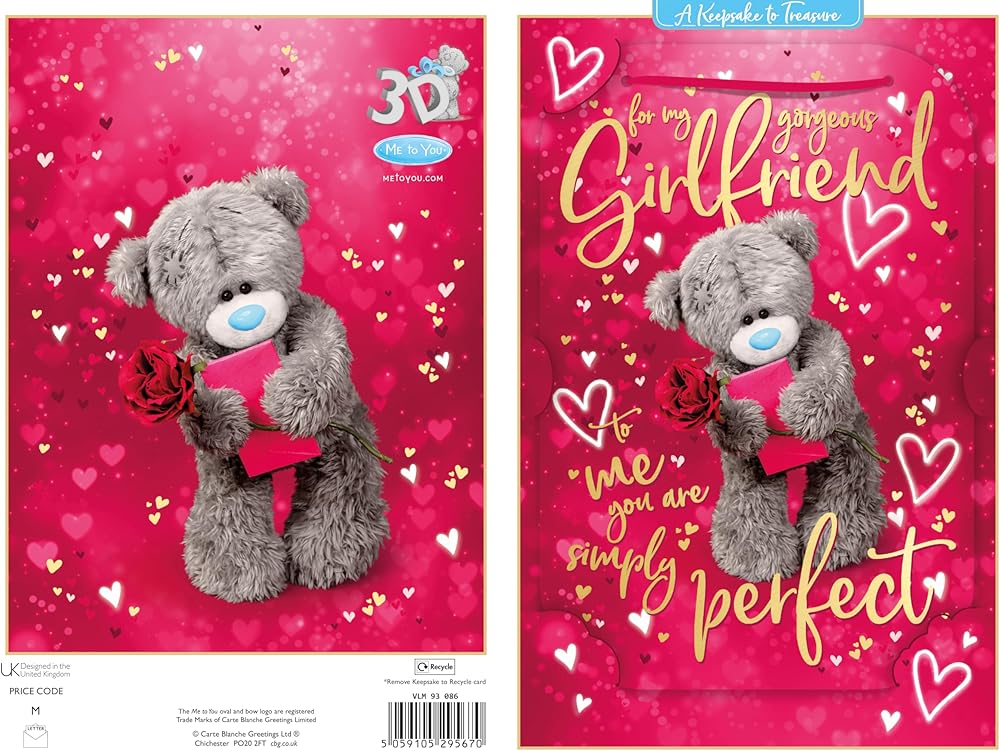 Bear Holding Rose And Envelope Girlfriend Keepsake 3D Valentine's Day ...