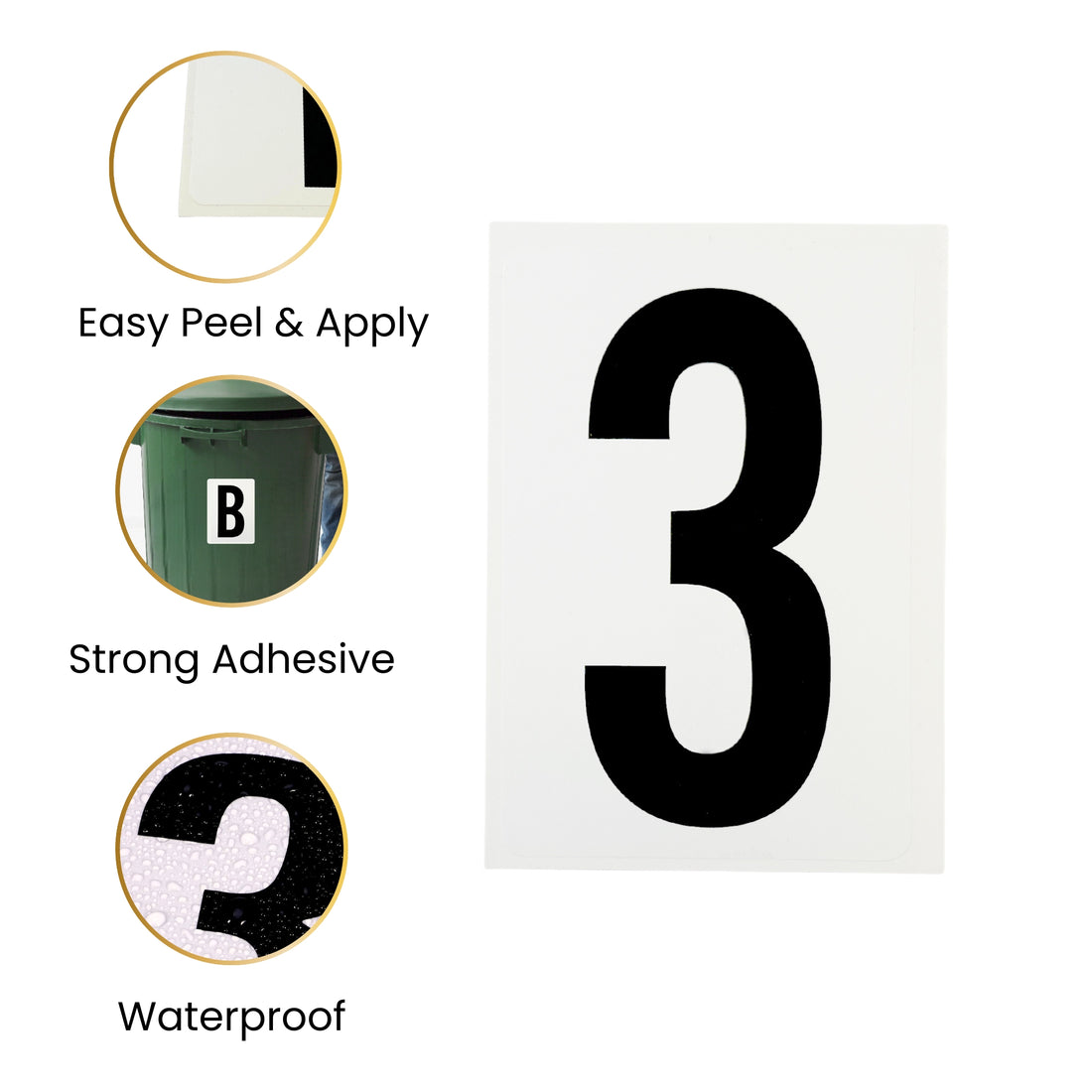 Pack of 12 Waterproof Wheelie Bin Black Number 5 Sticker– Choice Wholesale