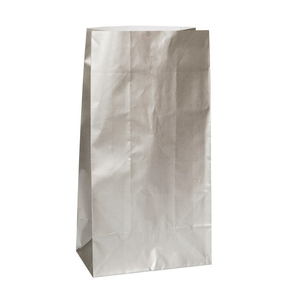 Pack of 10 Silver Metallic Paper Party Bags– Choice Wholesale