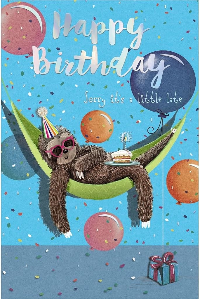 Party Sloth in a Hammock Belated Birthday Card– Choice Wholesale