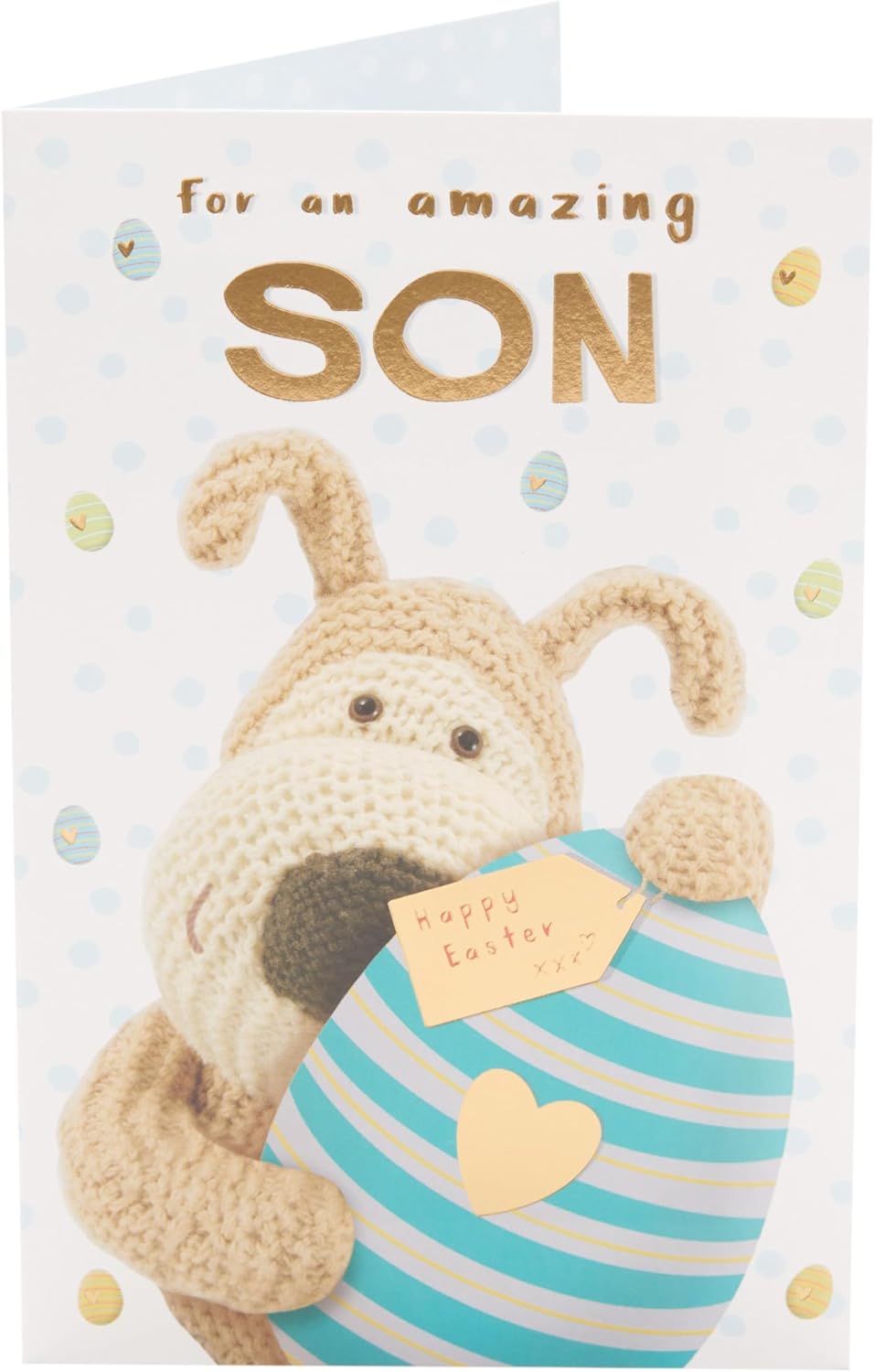For A Amazing Son Boofle Blue Stripe Egg Design Easter Card– Choice ...