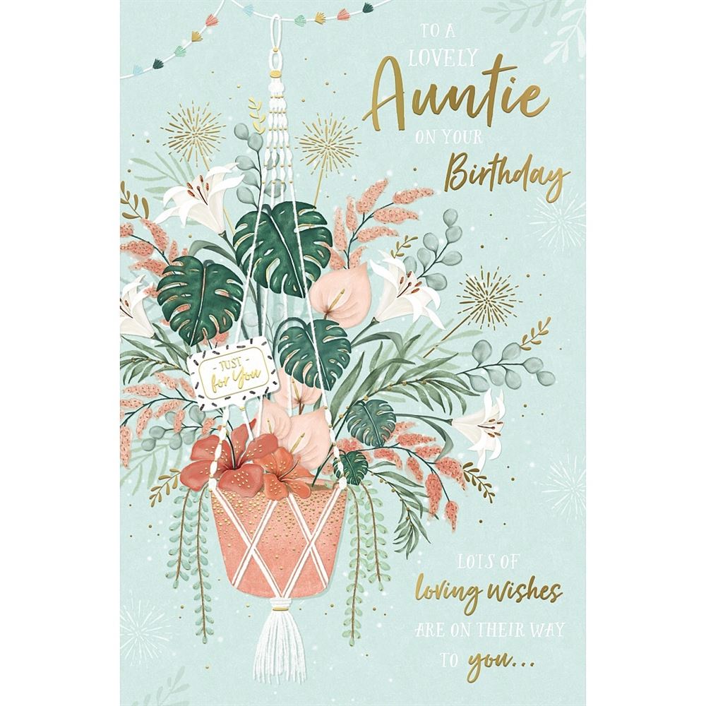 Hanging Basket Design Floral Auntie Birthday Card– Choice Wholesale