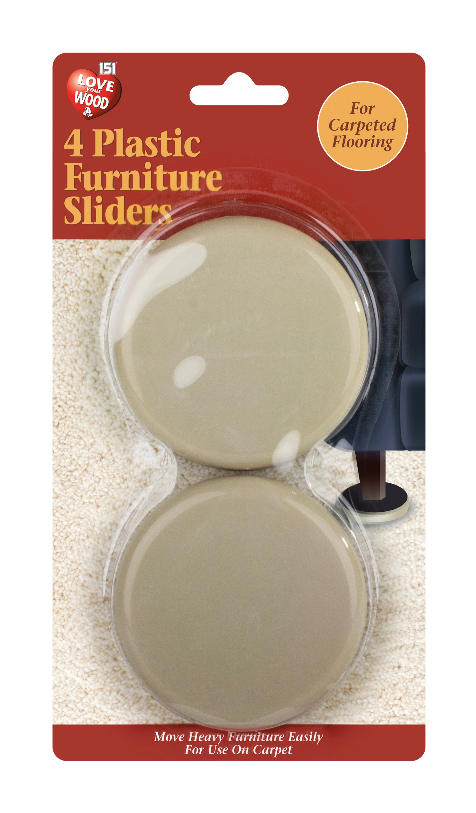 Pack of 4 3.5inch Plastic Furniture Sliders– Choice Wholesale