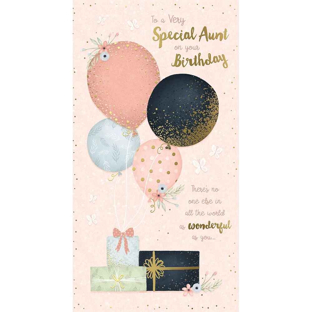 Balloons and Present Special Aunt Birthday Card– Choice Wholesale