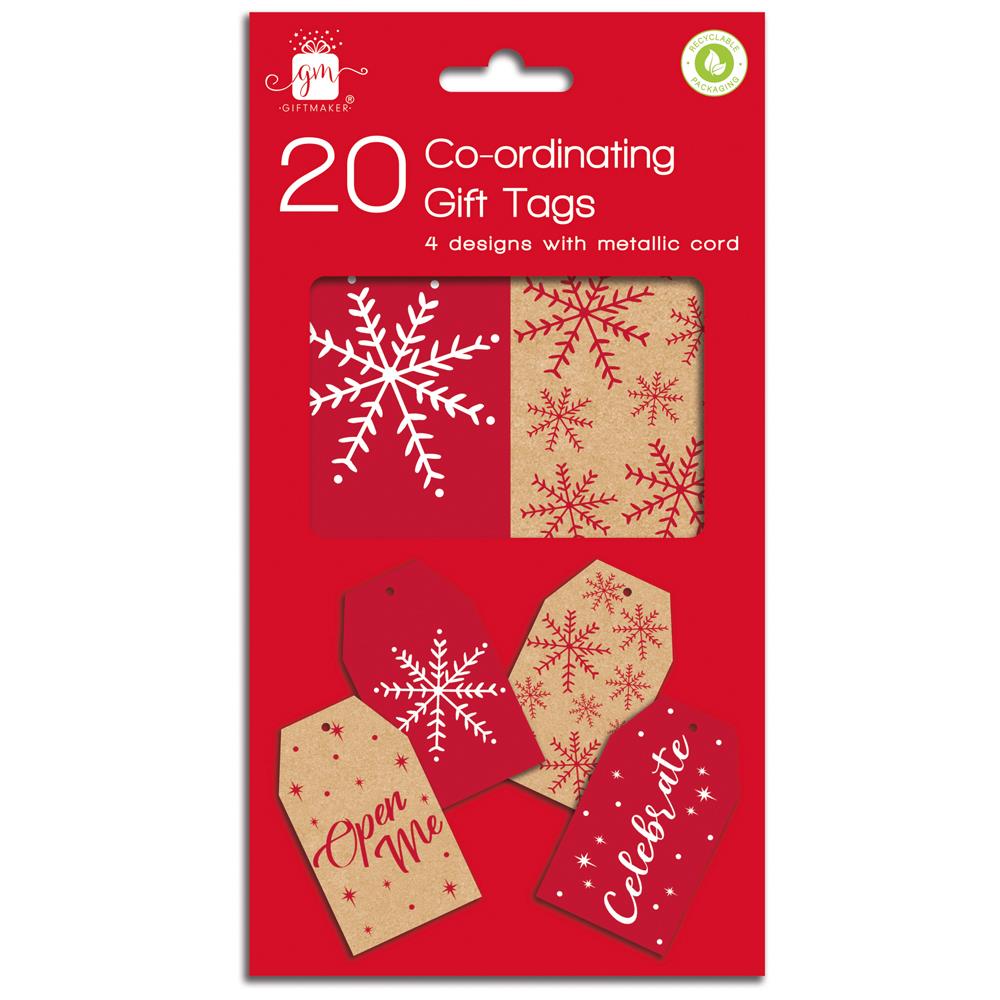 Pack of 20 Kraft Sparkle Gift Tags with Co-ordinating Metallic Cord ...