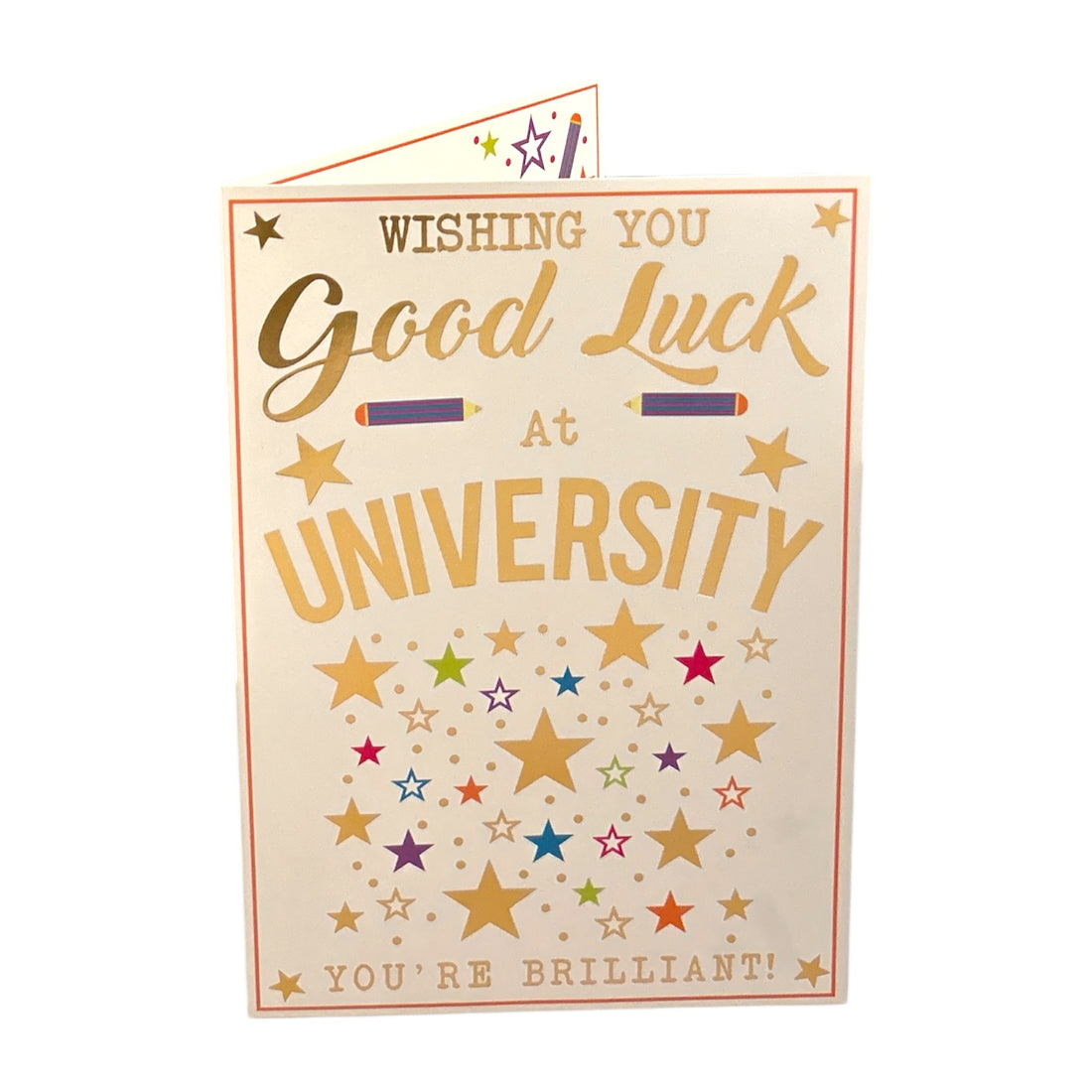 Multi Stars Design Good Luck At University Greeting Card– Choice Wholesale