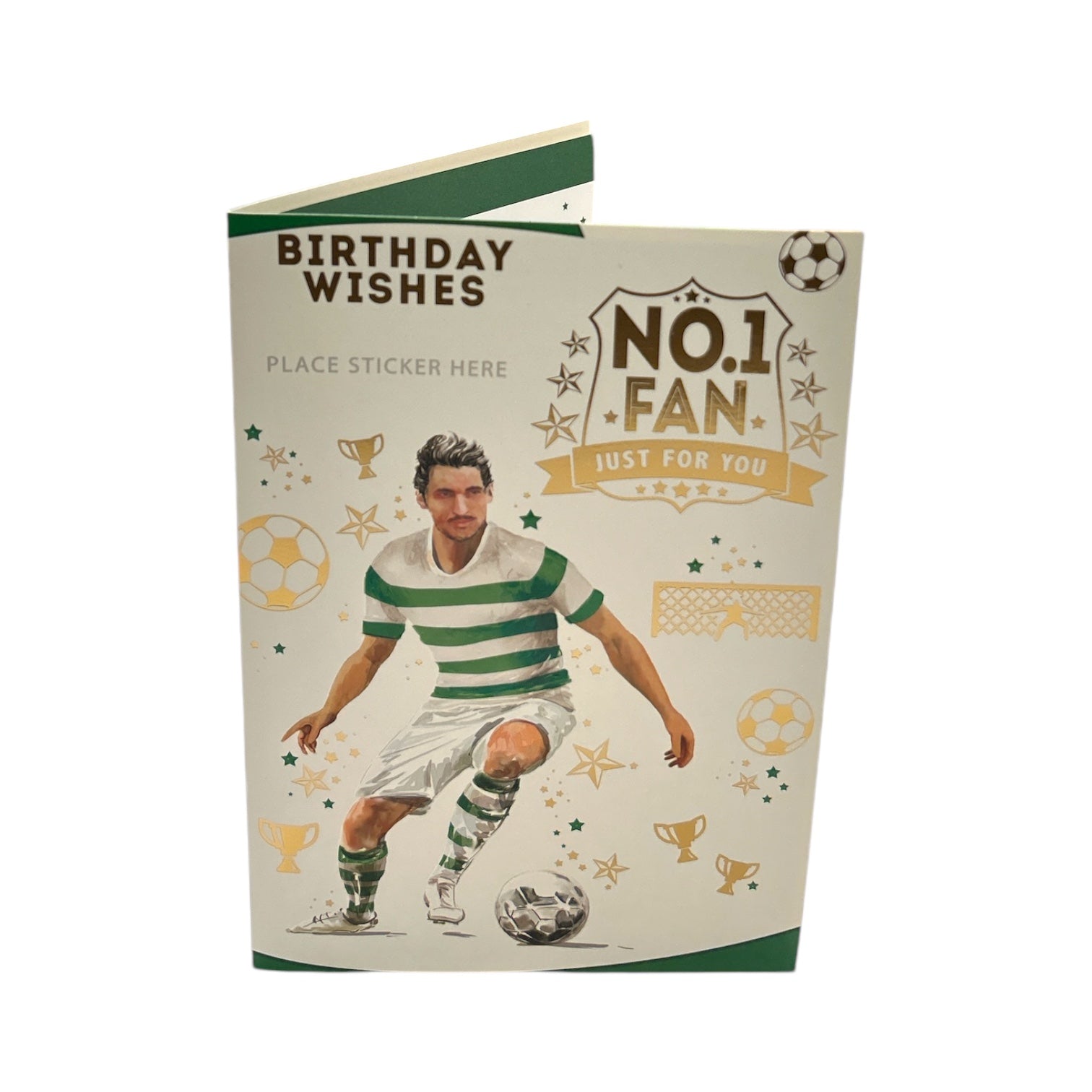 A Man In Green and White Soccer Uniform Customized Male Birthday Card ...