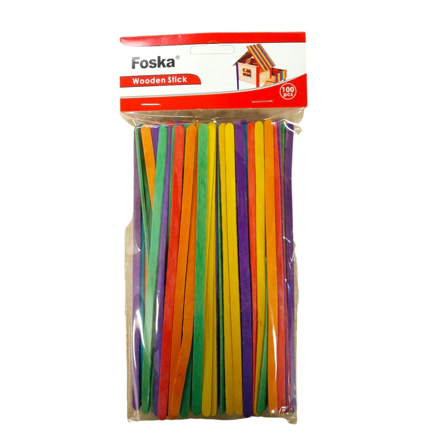 Pack of 100 Assorted Colour Wooden Craft Sticks– Choice Wholesale