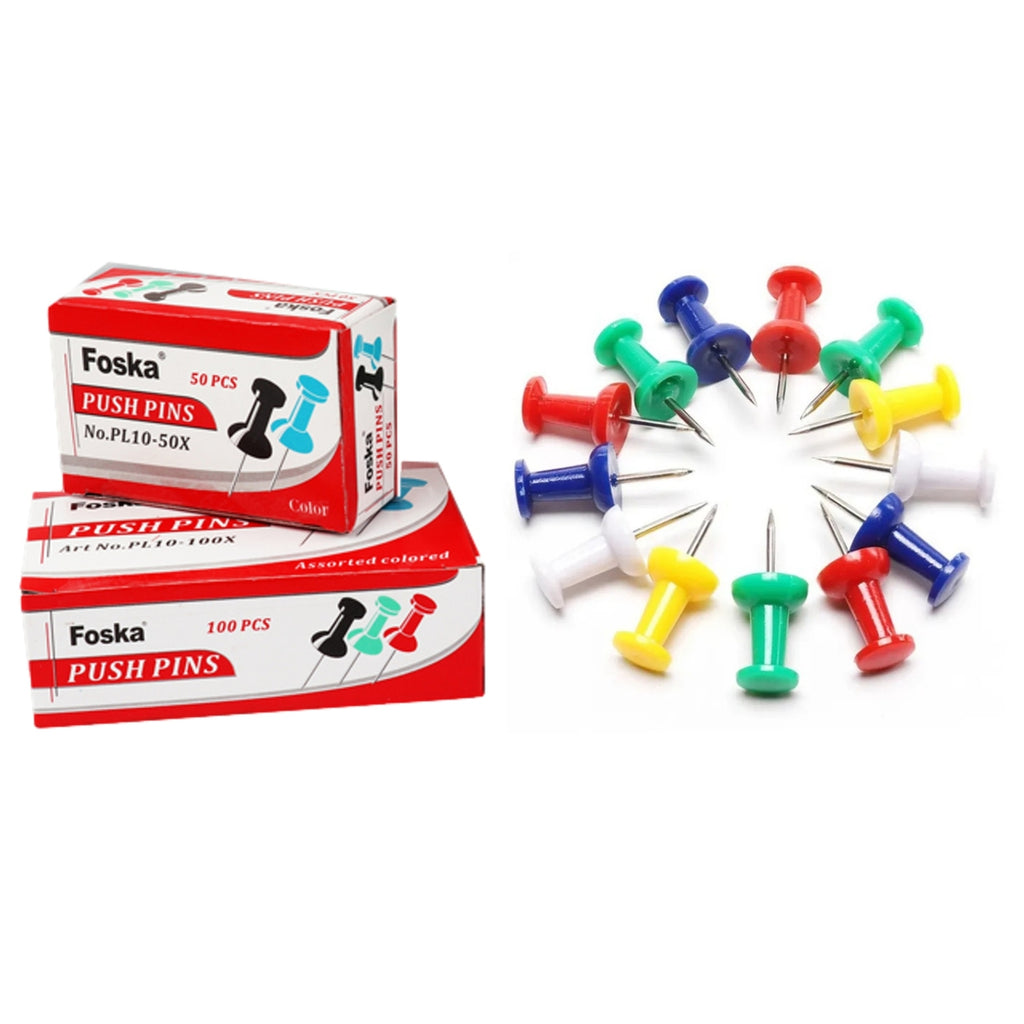 Pack of 50 Assorted Coloured 25mm Push Pins– Choice Wholesale