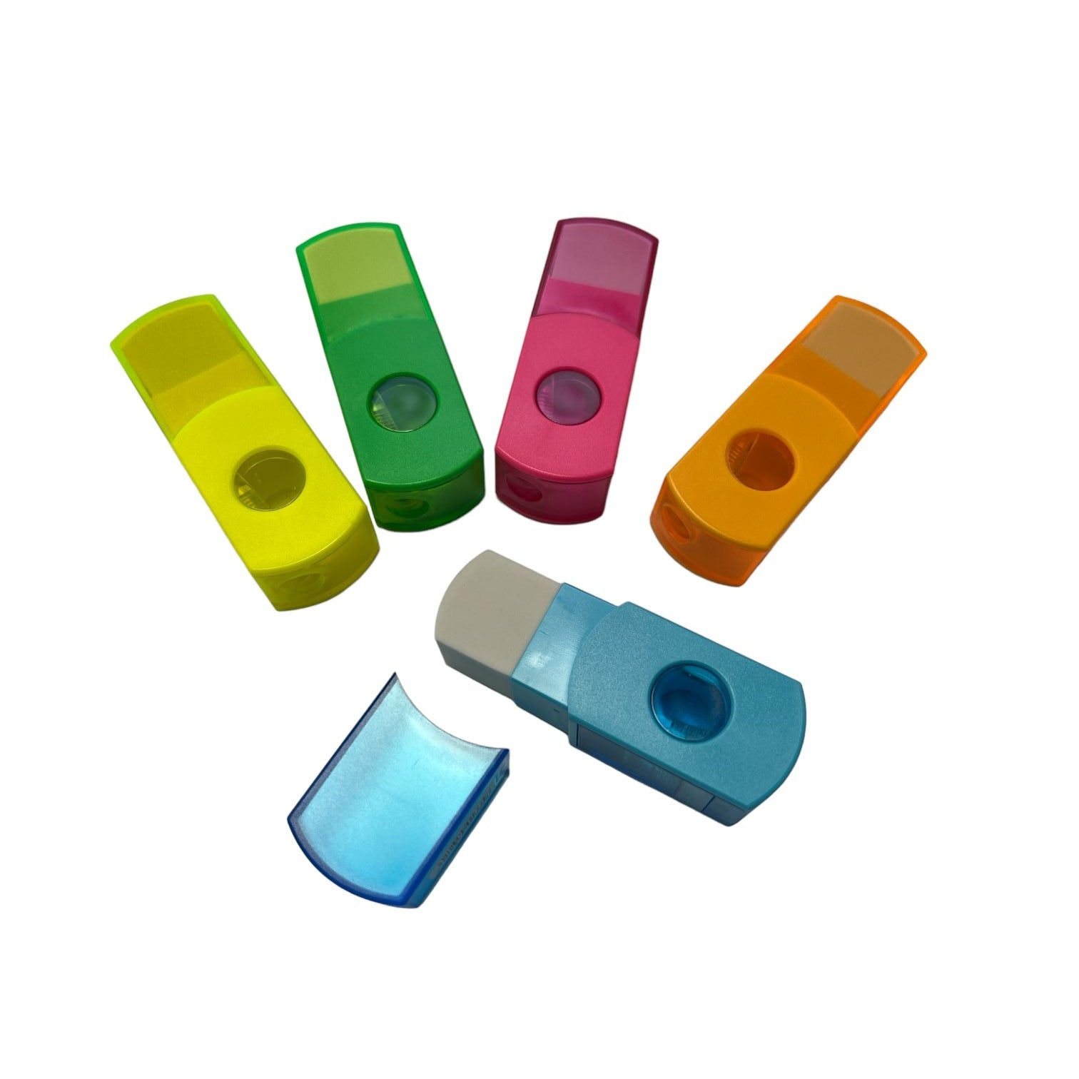 Single Two In One Neon Combination Sharpener Eraser– Choice Wholesale