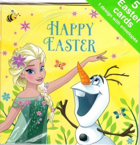 Pack of 5 Frozen Happy Easter Greeting Cards In Same Design Mini 4" Sq ...