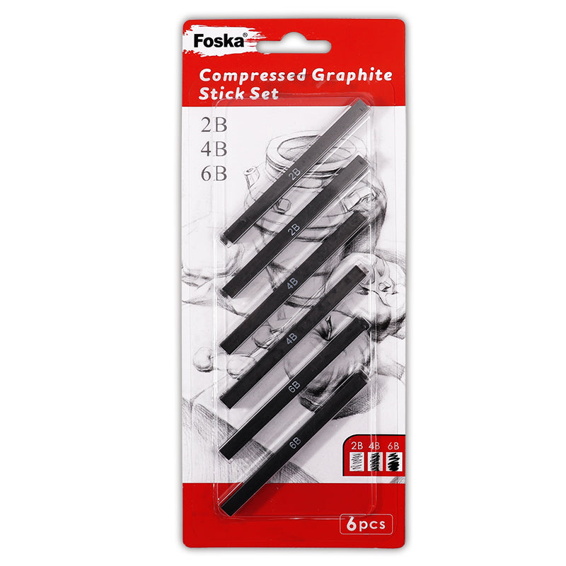 Pack of 6 Compressed Graphite Stick Set– Choice Wholesale