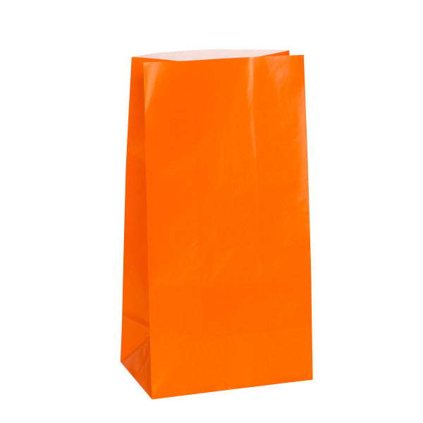 Pack of 12 Orange Paper Party Bags– Choice Wholesale