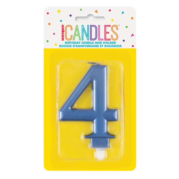 Metallic Blue Number 4 Birthday Candle– Choice Wholesale
