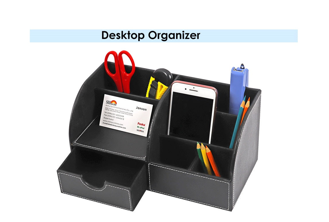 PVC Black Desktop Organizer 28 x 14 x 14.5cm – Choice Wholesale