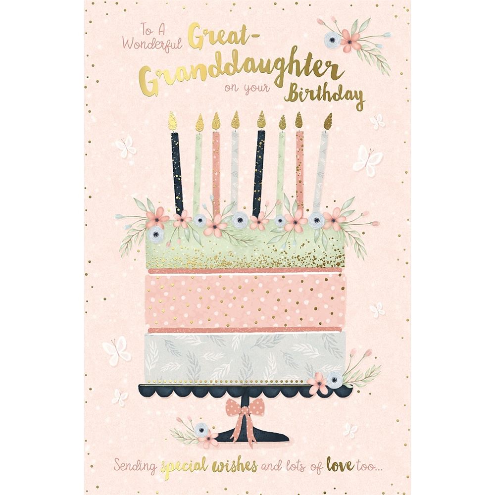 Floral Design with Birthday Cake Great Granddaughter Birthday Card ...