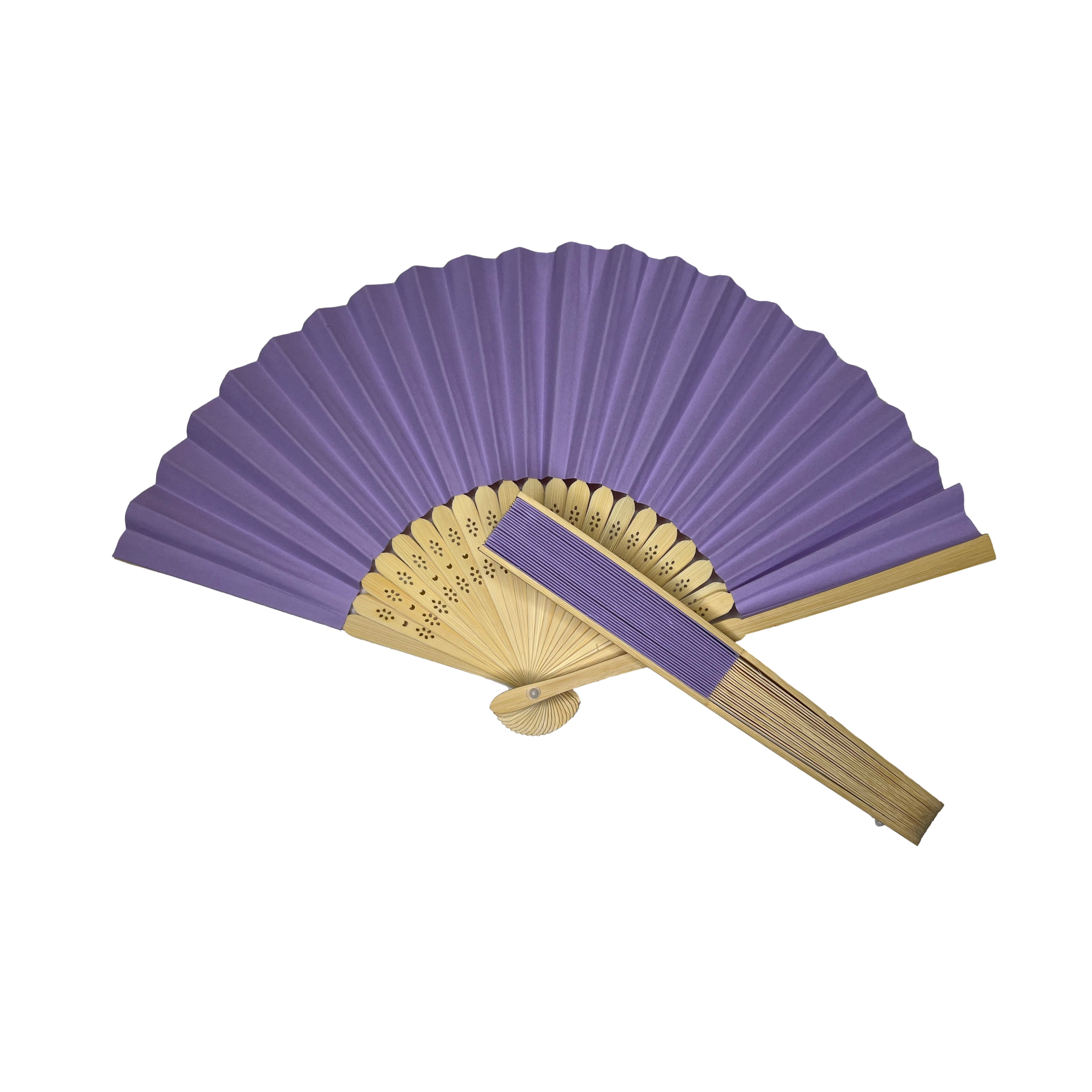 Light Purple Paper Foldable Hand Held Bamboo Wooden Fan by Parev ...