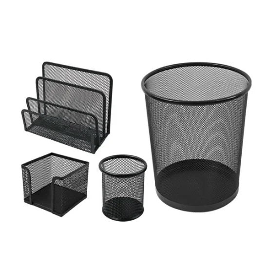 4 Piece Wire Mesh Office Desk Organiser Set– Choice Wholesale