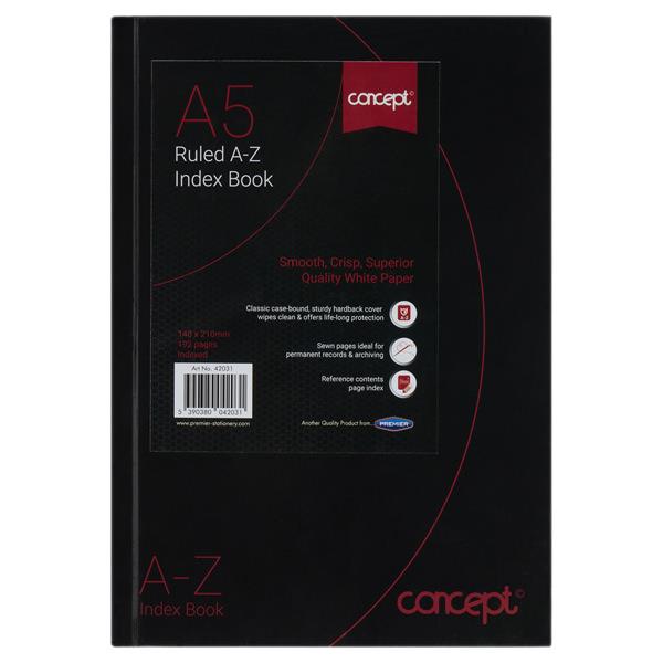 A5 192 Pages Ruled A-z Index Book by Concept– Choice Wholesale