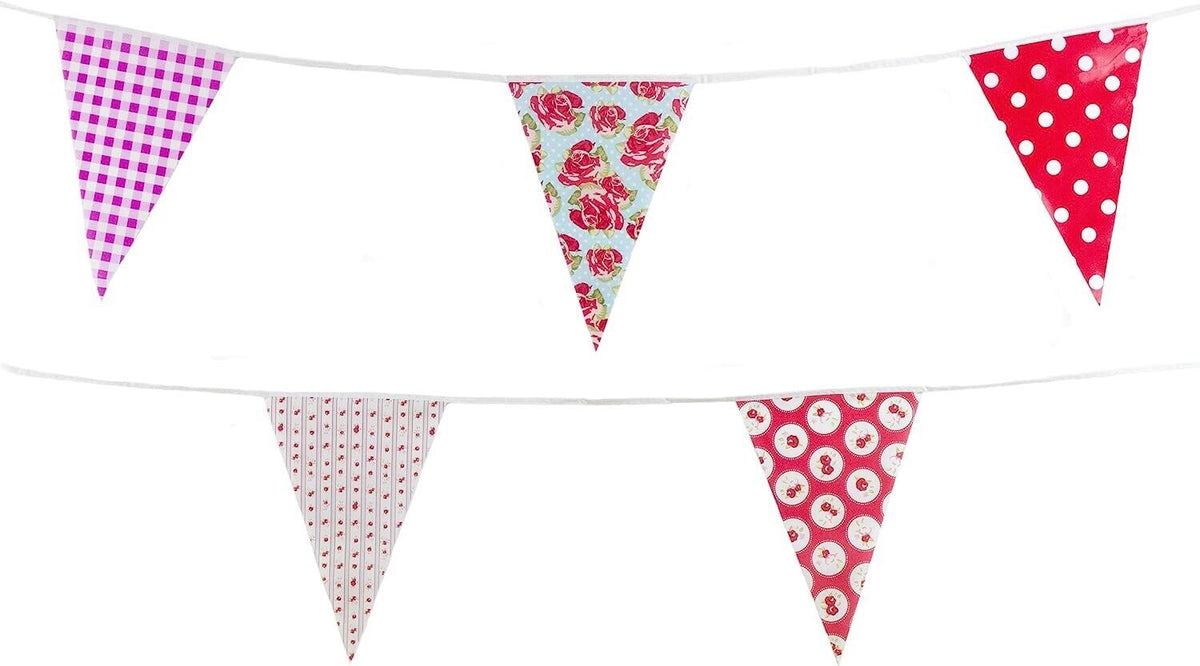 Red and Purple Shabby Chic Vintage Print Bunting 10m with 20 Pennants ...