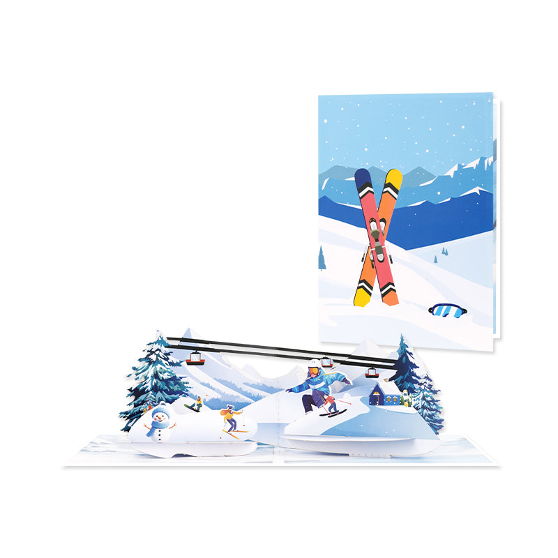 Frozen Fun Ski & Snowboard 3D Pop Up Greeting Card - Holiday Sport Chr ...