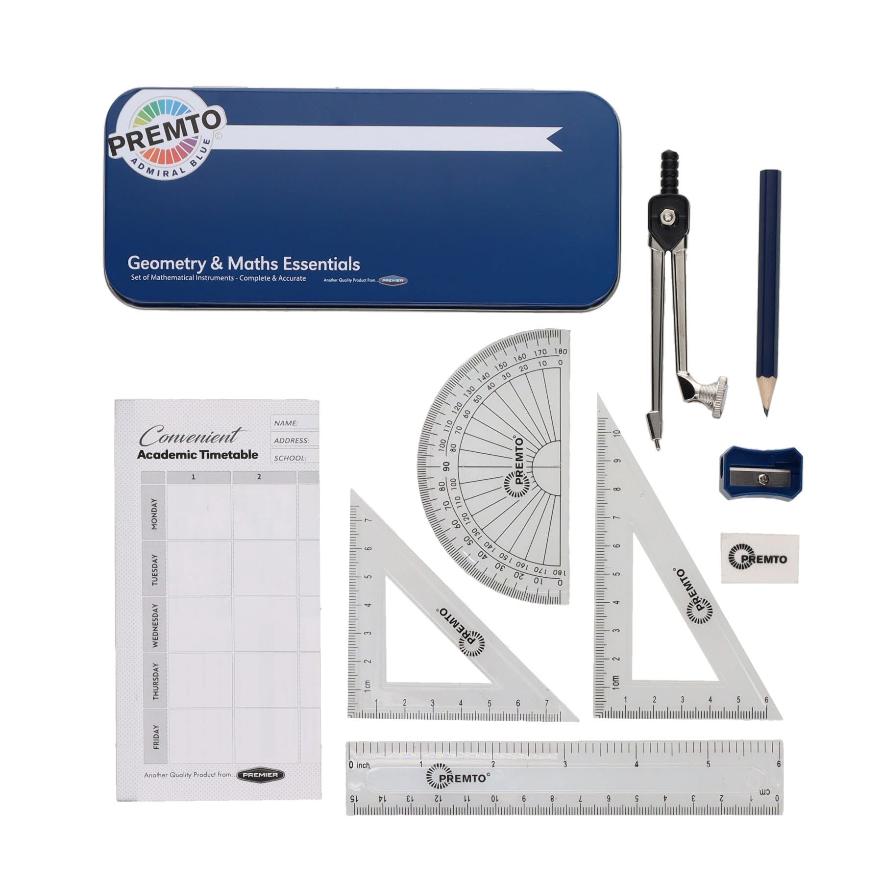 9 Piece Admiral Blue Maths Set By Premto – Choice Wholesale
