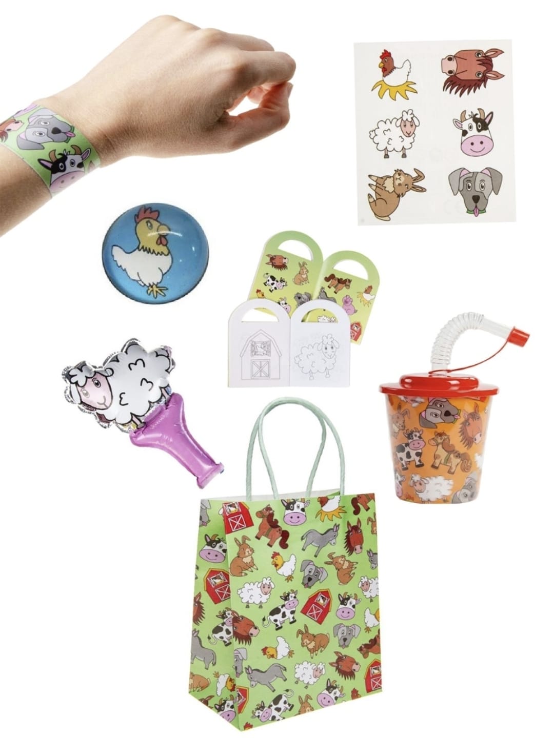 Pack of 20 Pre Filled Farm Animal Theme Kids Party Favour Bags – Gift ...
