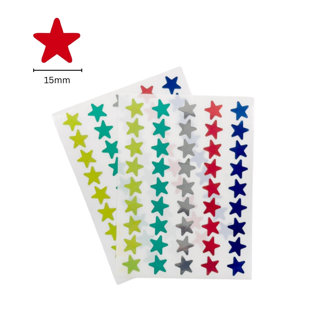 Pack of 90 Assorted Fashion Colours 15mm Self-Adhesive Shiny Stars ...