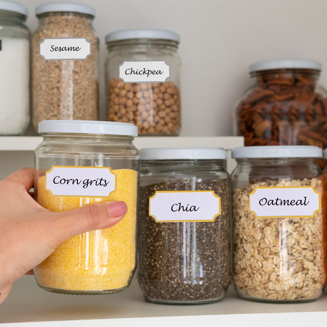 Pack of 21 Gold Border Printed 34x75mm Self-Adhesive Labels– Choice ...