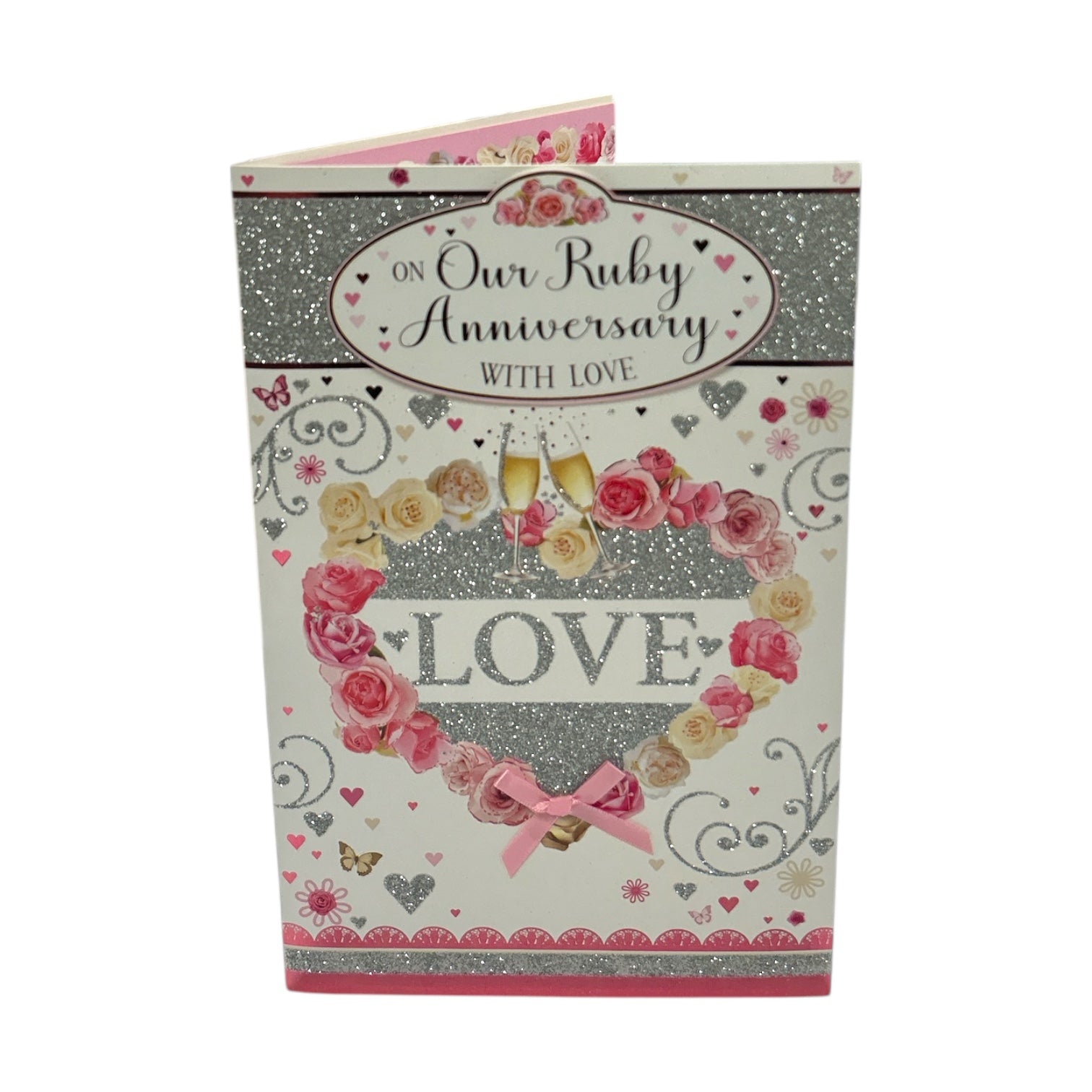 On Our Ruby Anniversary Neutral Traditional Floral Heart Card– Choice ...