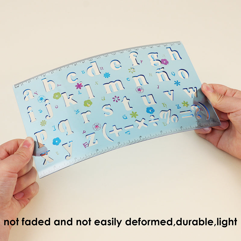 Pack of 2 Transparent Plastic Uppercase Lowercase Stencil Ruler Set ...
