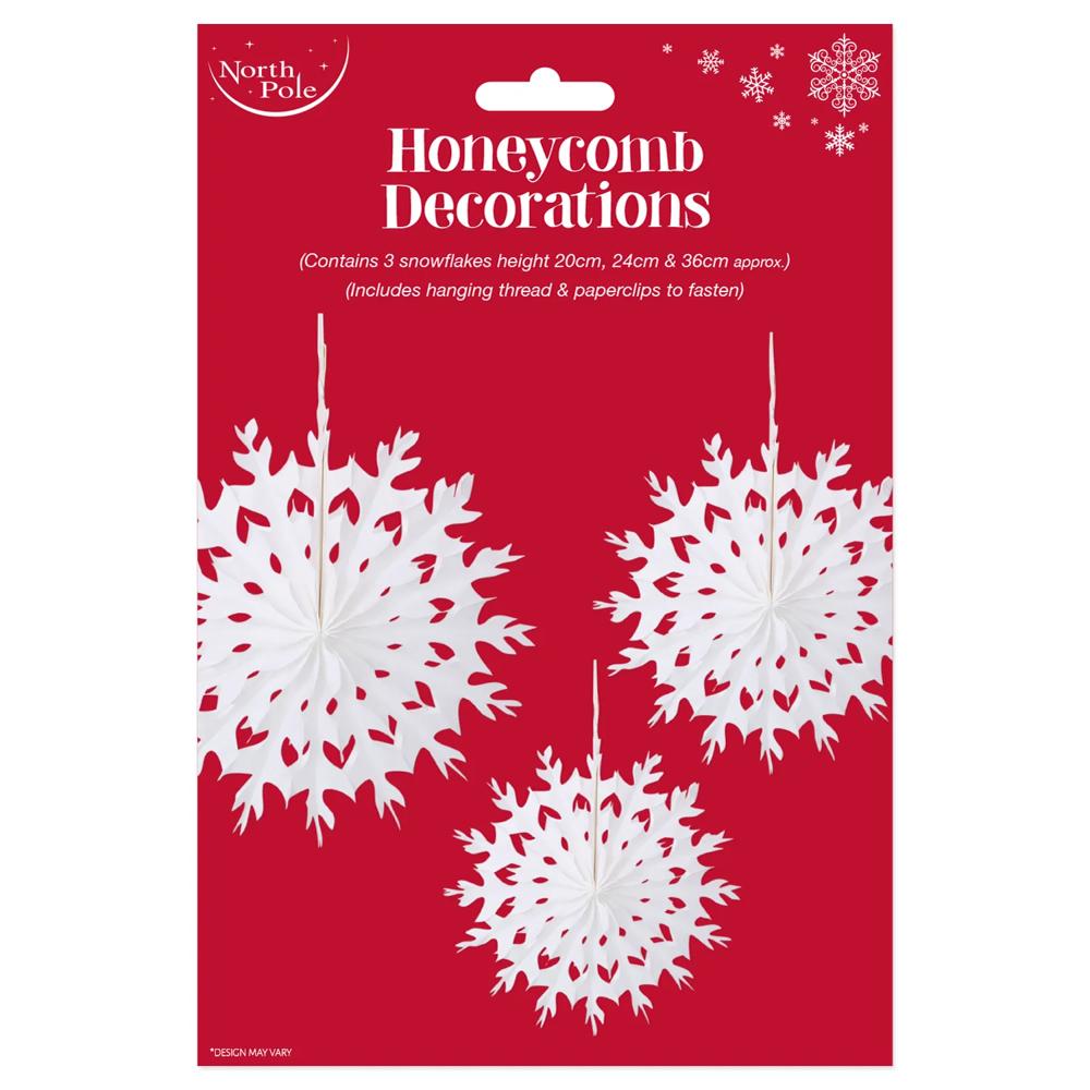 Pack of 3 Snowflake Honeycomb Christmas Decorations– Choice Wholesale