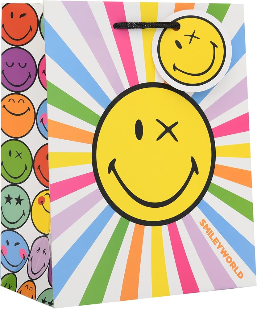 Smiley Design Medium Gift Bag for Birthdays, Thank You Any Occasion ...