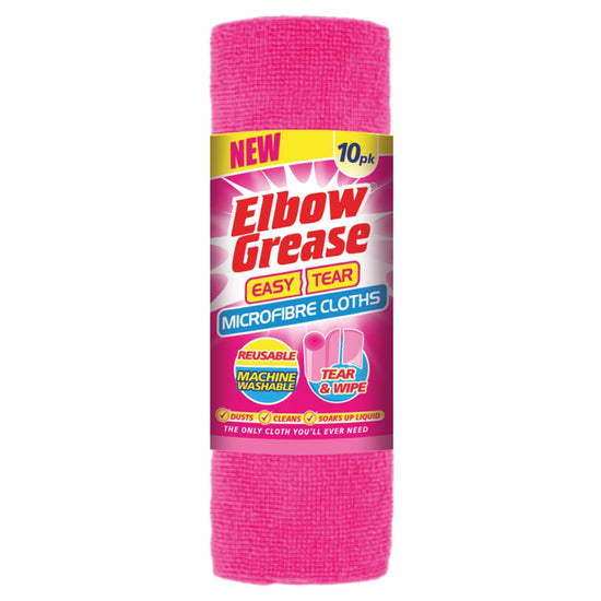 Pack of 10 Elbow Grease Pink Microfibre Easy Tear Cloths– Choice Wholesale