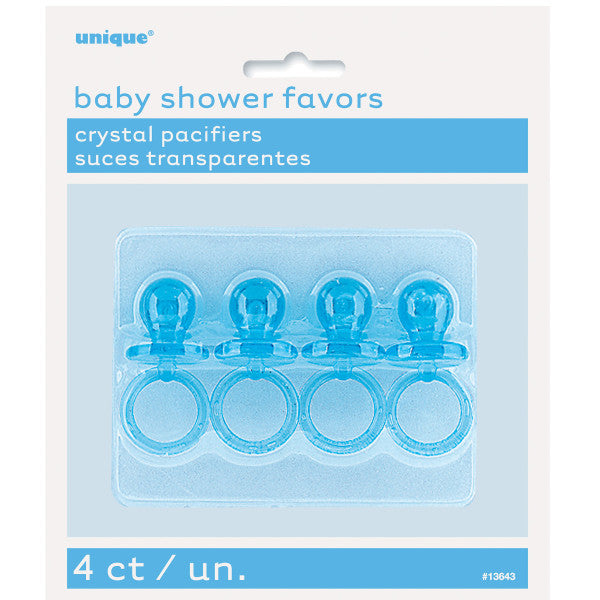 Pack of 4 2" Blue Crystal Pacifiers For Baby Shower Favors – Choice ...