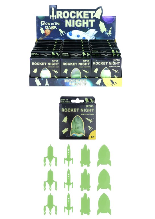 Pack of 12 Glow in the Dark Rocket Shape Pieces– Choice Wholesale
