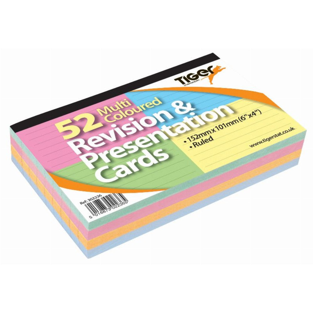 6x4" Multi Coloured Top Bound Revision Cards Ruled 52 Sheets– Choice ...