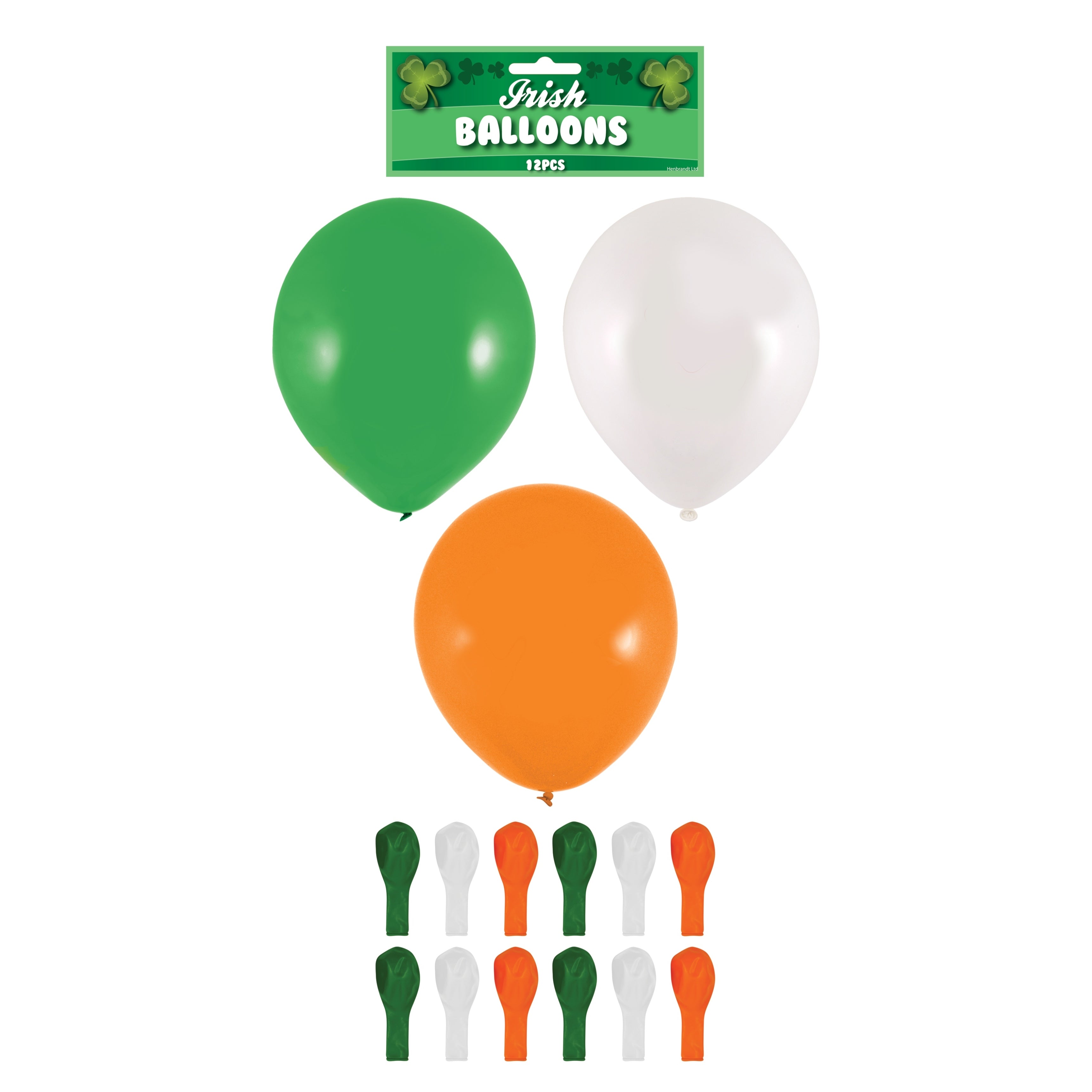 Pack of 12 Balloons 23cm Irish Colours– Choice Wholesale