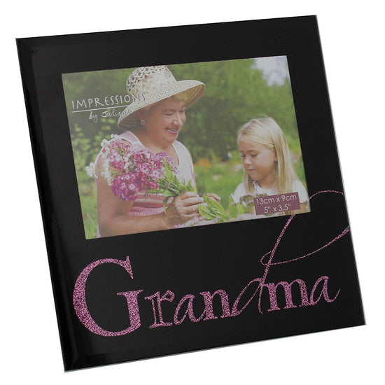 Grandma 5" x 3.5" Black Glass Photo Frame By Juliana– Choice Wholesale