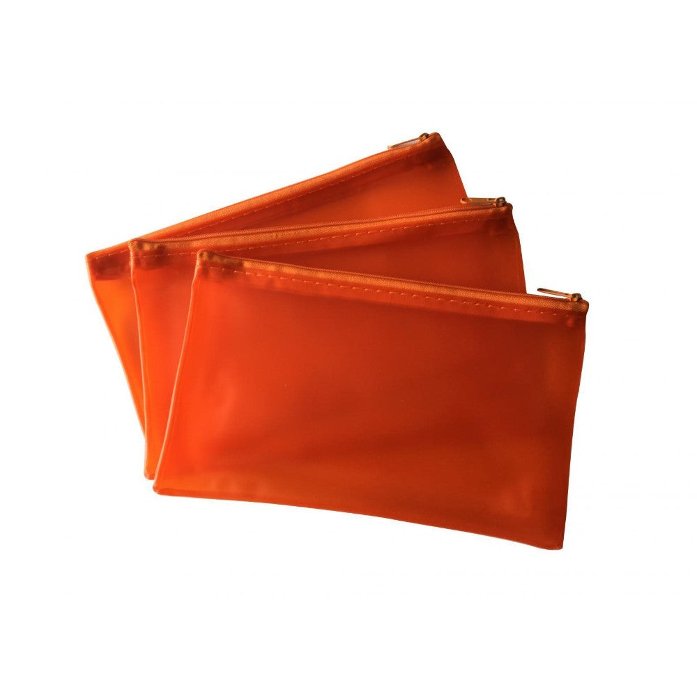 8x5" Frosted Orange Pencil Case - See Through Exam Clear Translucent ...