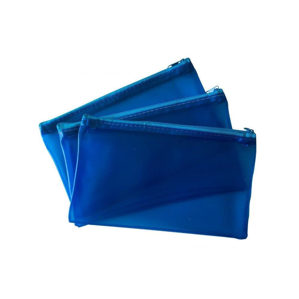 8x5" Frosted Blue Pencil Case - See Through Exam Clear Translucent ...