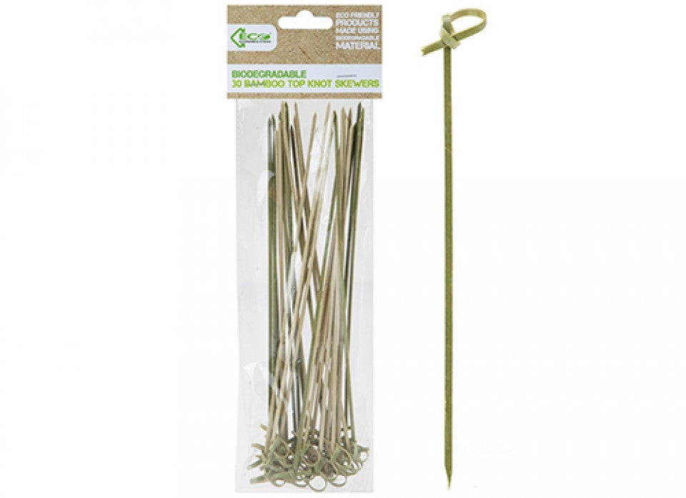 Pack of 30 Eco Connection Top Knot Bamboo Skewers– Choice Wholesale