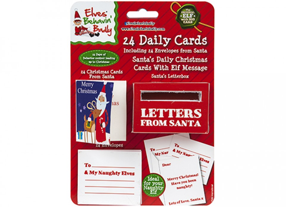Santa's 24 Daily Christmas Cards with Envelopes & Letter Box– Choice ...