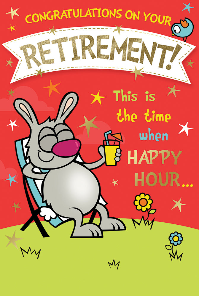 Cute Rabbit Design Retirement Witty Words Card– Choice Wholesale