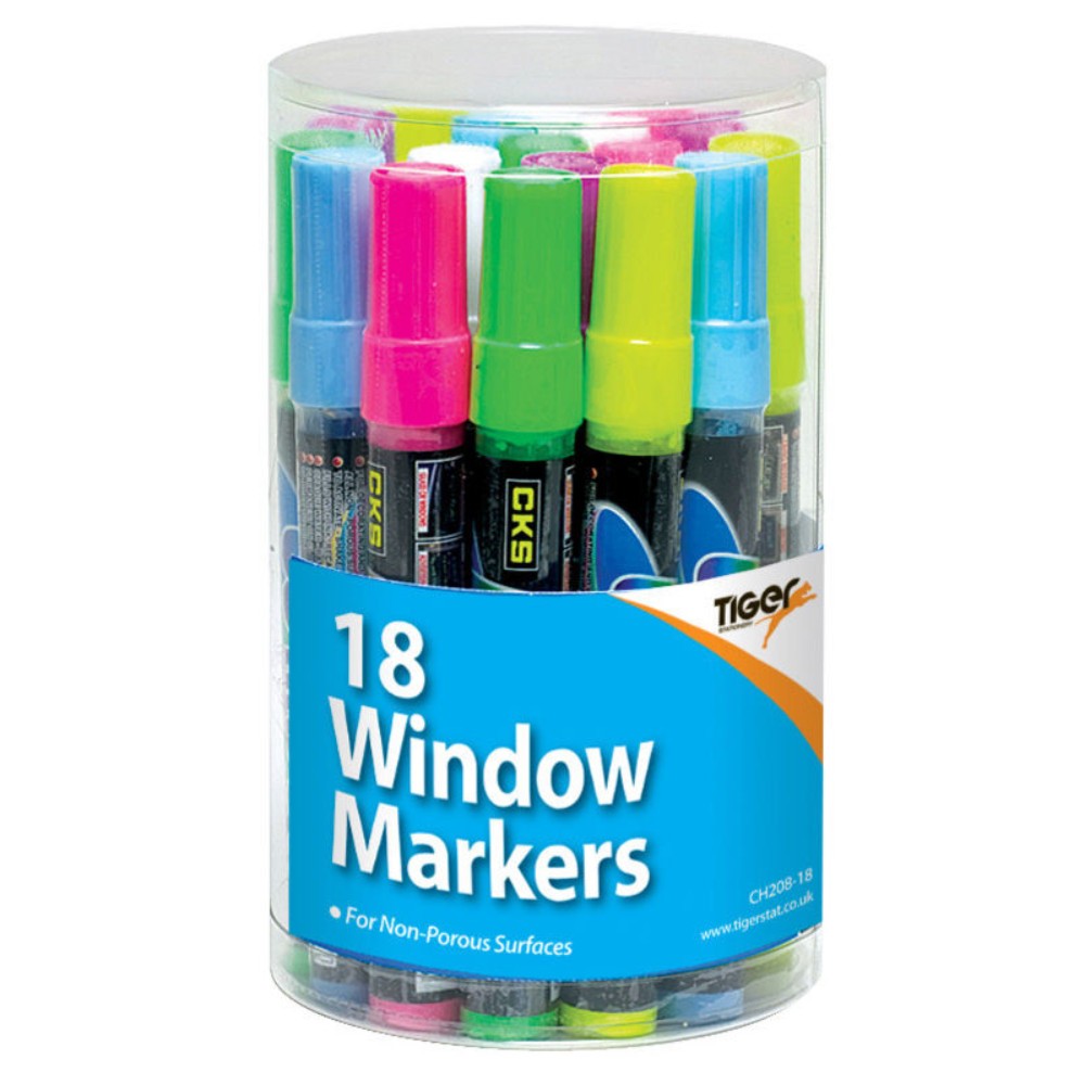 Pack of 18 Assorted Colour Window Markers– Choice Wholesale