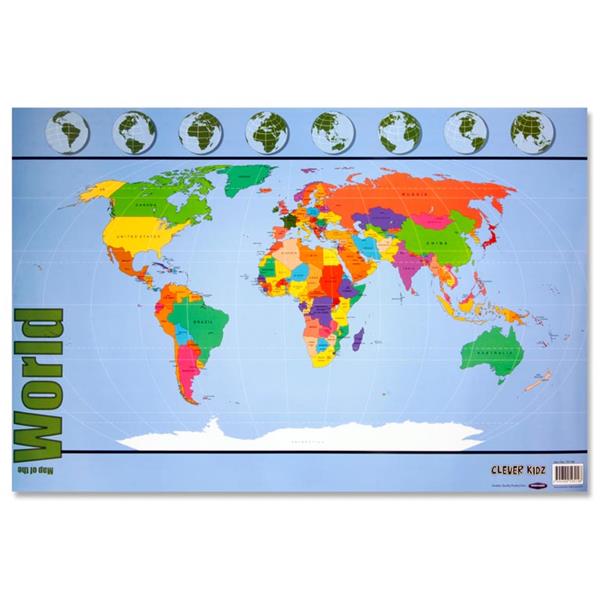 Map Of The World Wall Chart by Clever Kidz– Choice Wholesale