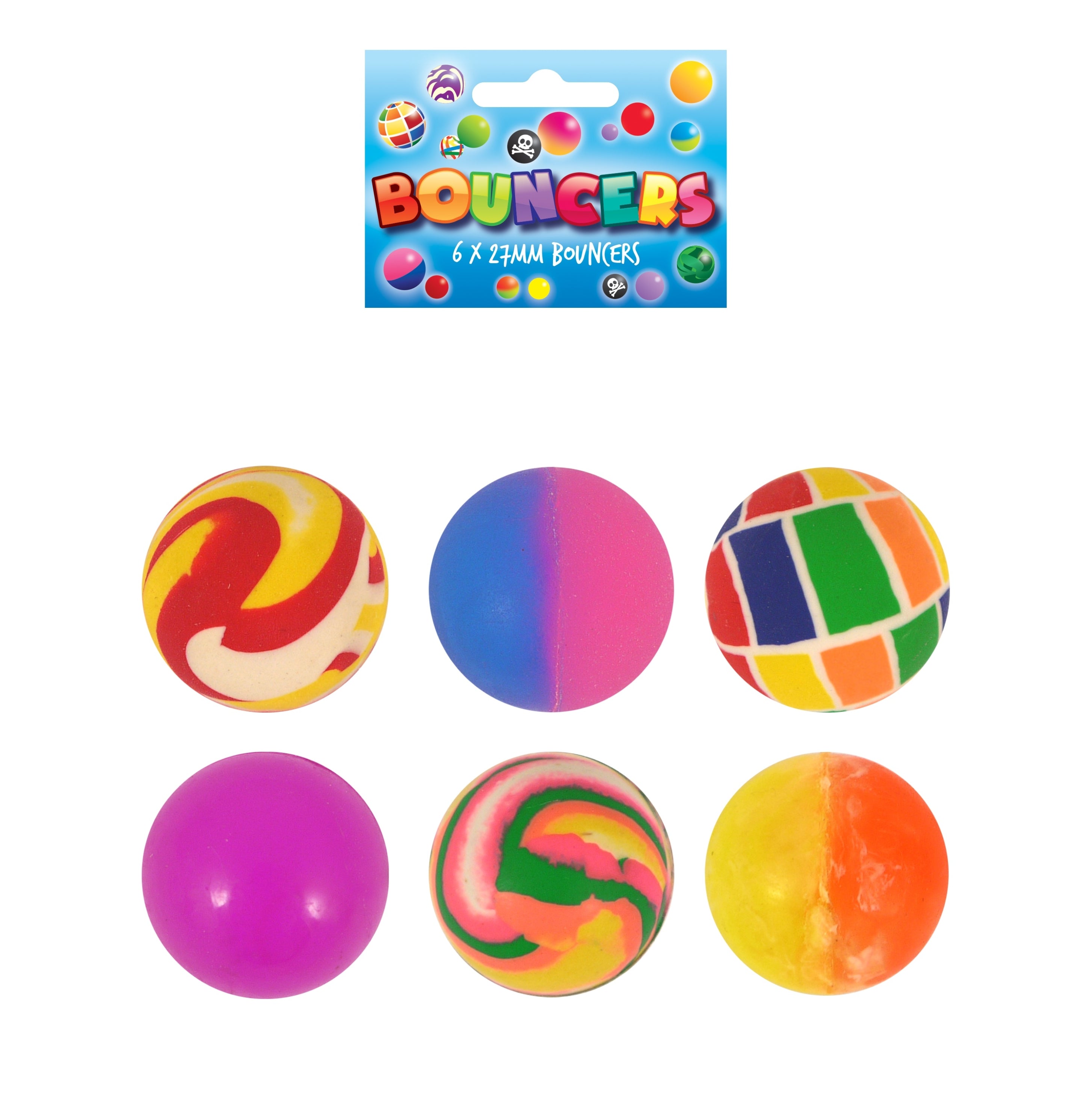 Pack of 6 Assorted Colours Bouncy Jet Balls 2.5cm– Choice Wholesale