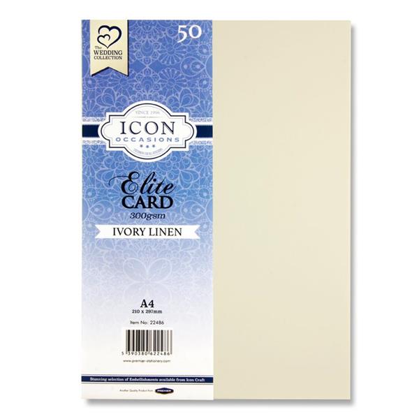 Pack of 50 A4 300gsm Ivory Linen Card by Icon Occasions – Choice Wholesale