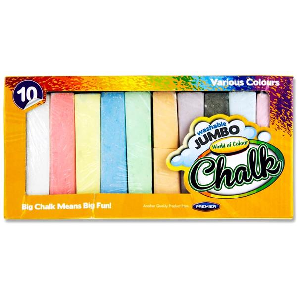 Box of 10 Jumbo Coloured Chalk by World of Colour– Choice Wholesale