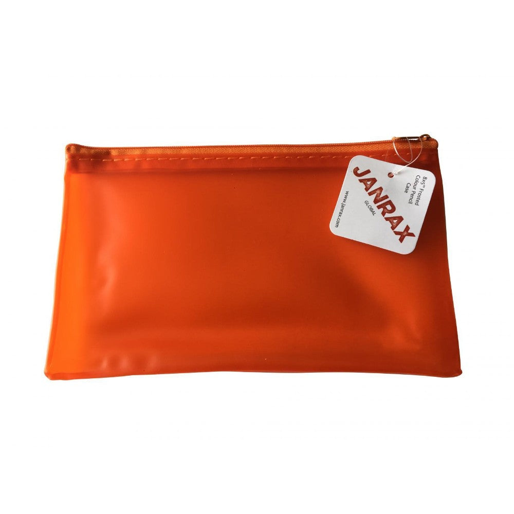 8x5" Frosted Orange Pencil Case - See Through Exam Clear Translucent ...